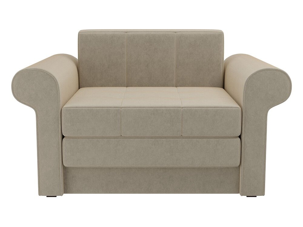 Кресло-кровать Берли Бежевое Вельвет, 112х85х80 см, с ящиком для белья