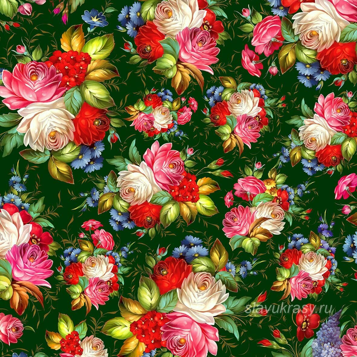 Габардин с принтом Жёстово на зеленом фоне, 1 метр, ширина 1.5 м