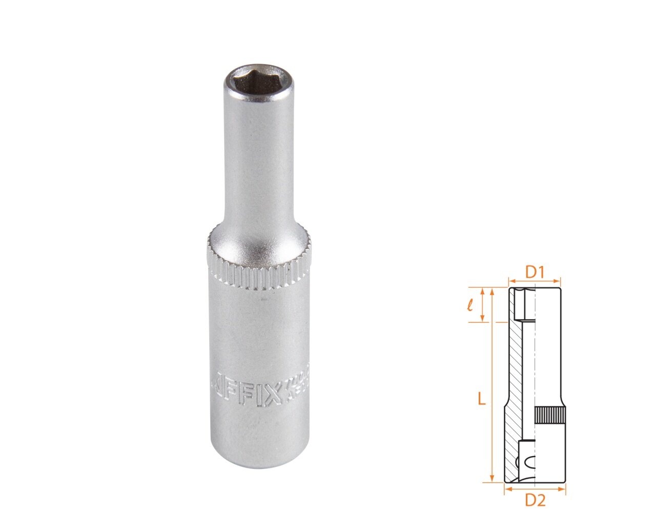 Головка торцевая глубокая шестигранная 1/4", 05 мм AFFIX AF00120005