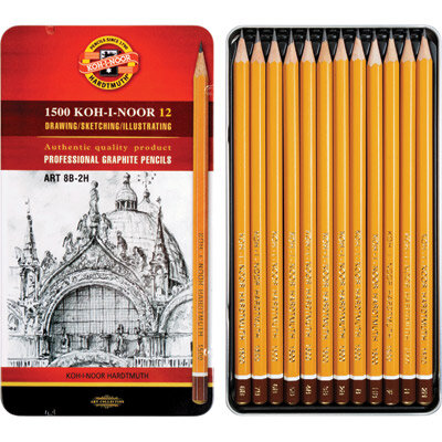Набор чернографитных карандашей "KOH-I-NOOR Hardtmuth" проф-ных №1 заточенный ассорти 12 шт. ассорти "Art" (8В-2Н) 1502012008PLRU