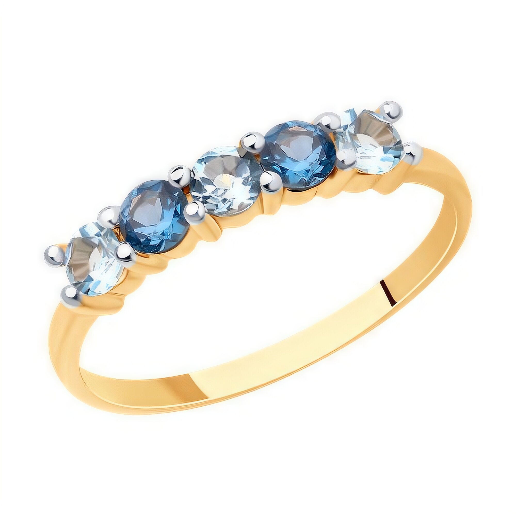 Кольцо дорожка, красное золото, 585 проба, топаз, Лондон топаз