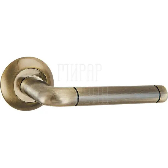 Дверная ручка Punto (Пунто) на круглой розетке "REX" TL зеленая бронза