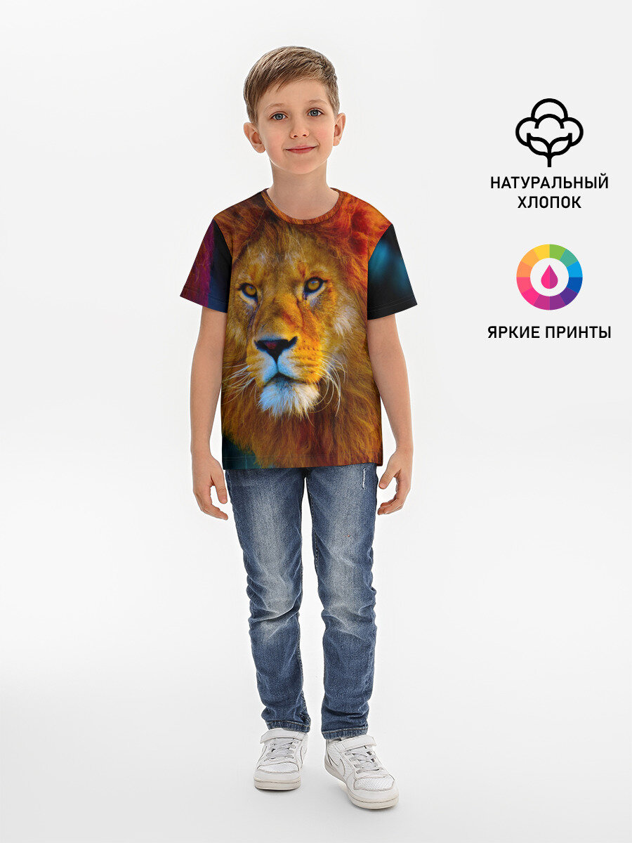 Футболка хлопковая детская Лев 3D