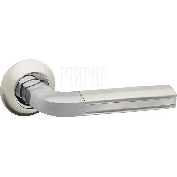 Дверная ручка на круглой розетке Fuaro (Фуаро) "LARGO" TL матовый никель + хром