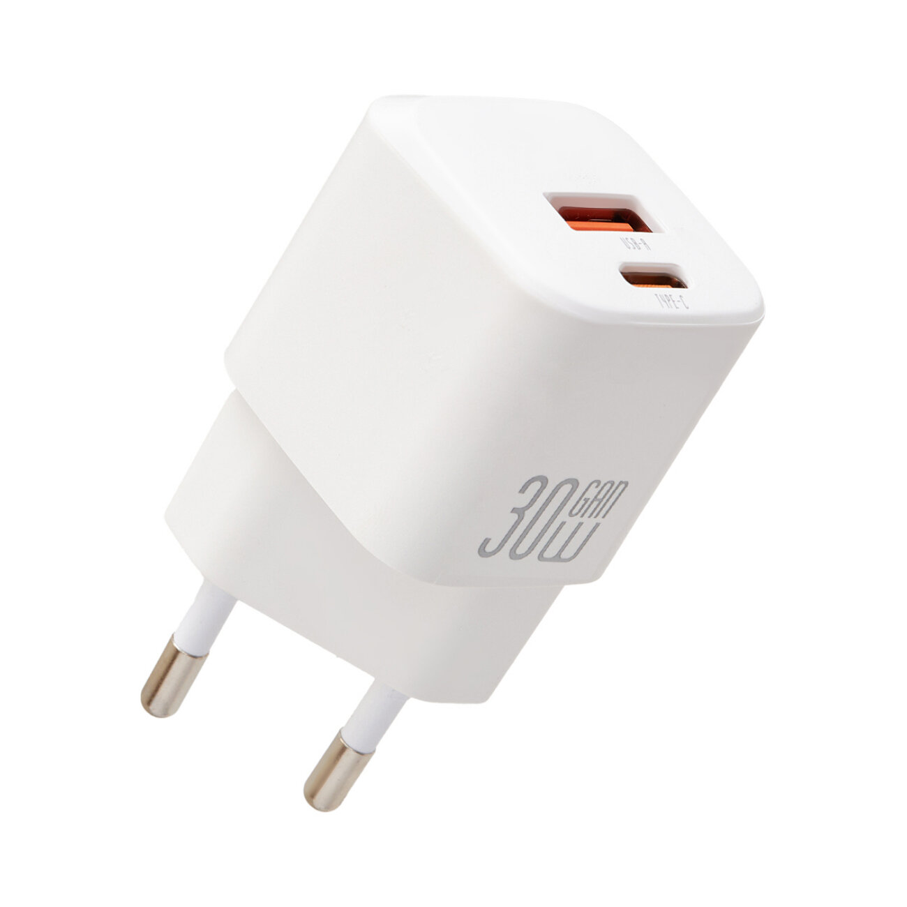 Быстрая зарядка Type-C - USB-A Keephone мощностью 30W. Адаптер питания для 2 устройств, защита от перенапряжения-белая