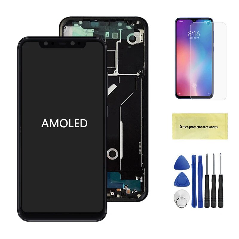 6,21 "Super AMOLED ЖК-дисплей для XIAOMI Mi 8, дисплей Mi8, ЖК-дисплей с сенсорным экраном и дигитайзером в сборе, замена замены AMOLED Black Frame