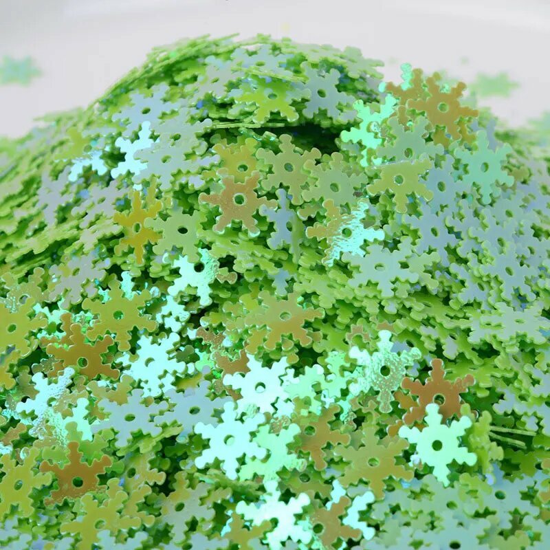 ПВХ блестки снежинки 10g, Зеленый, green