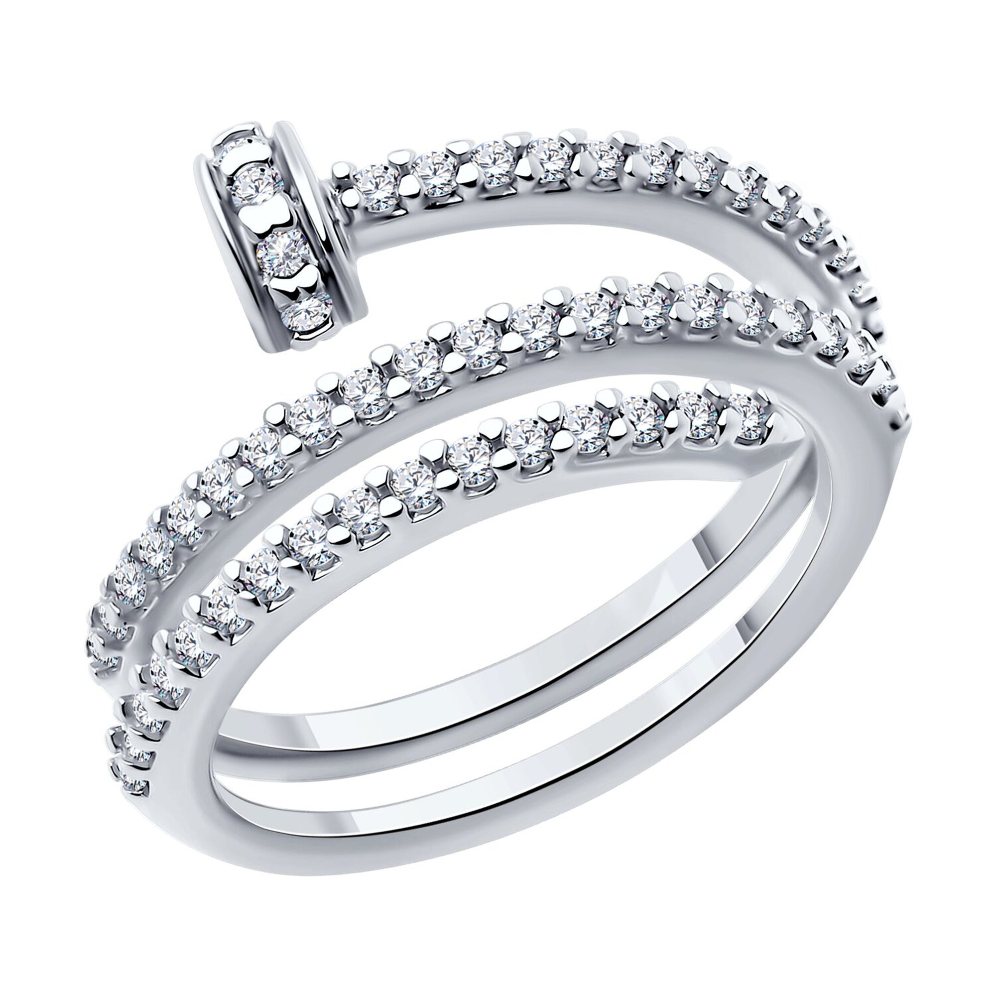 Кольцо дорожка, серебро, 925 проба, родирование, фианит