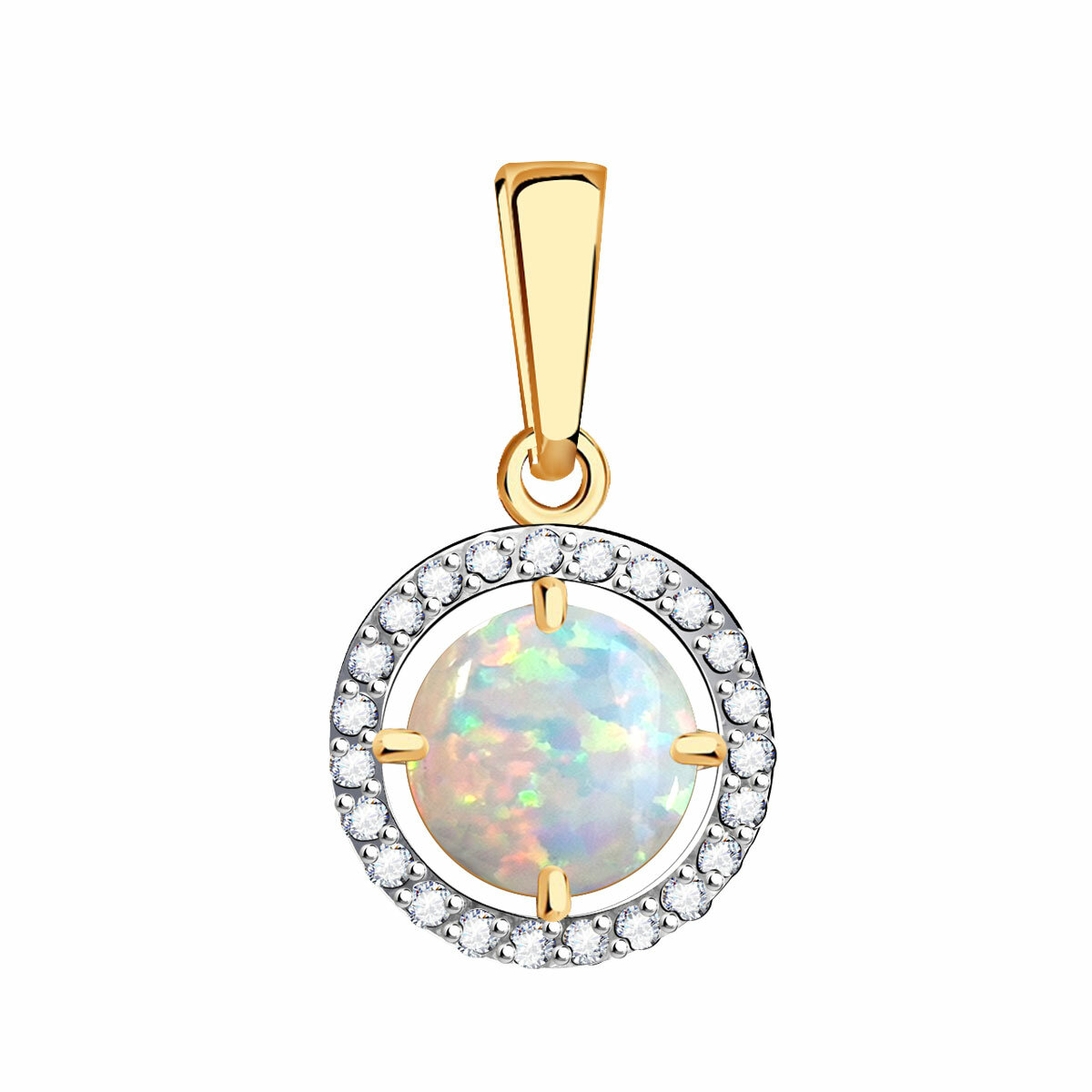 Подвеска, красное золото, 585 проба, фианит, опал