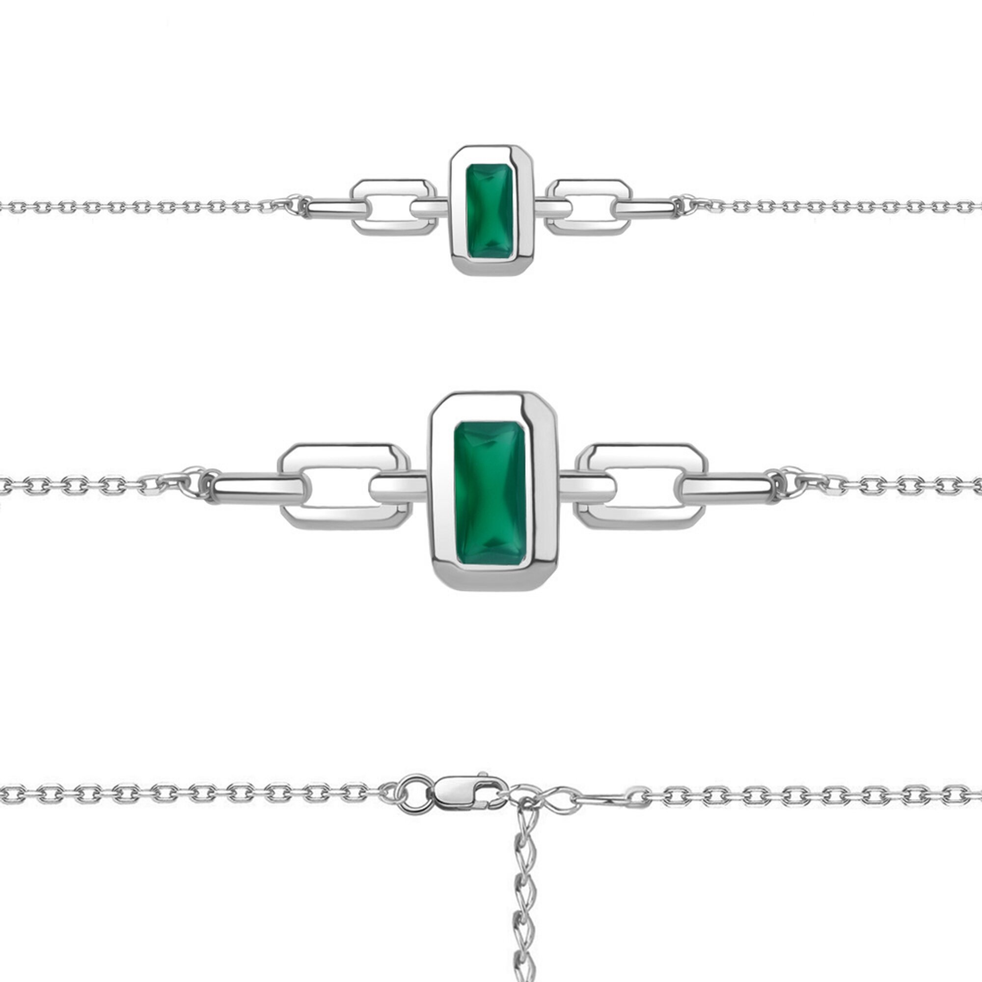 Браслет Diamant online, серебро, 925 проба, родирование, агат