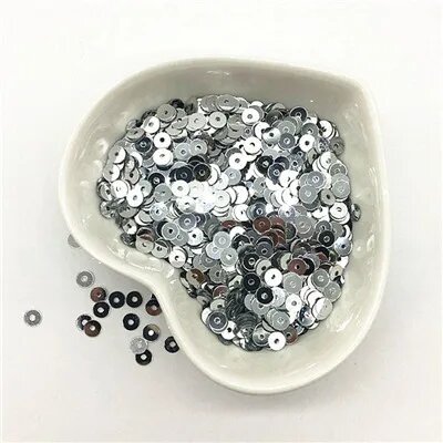 Серебряные блестки круглые ПВХ 4 мм, 2000 шт