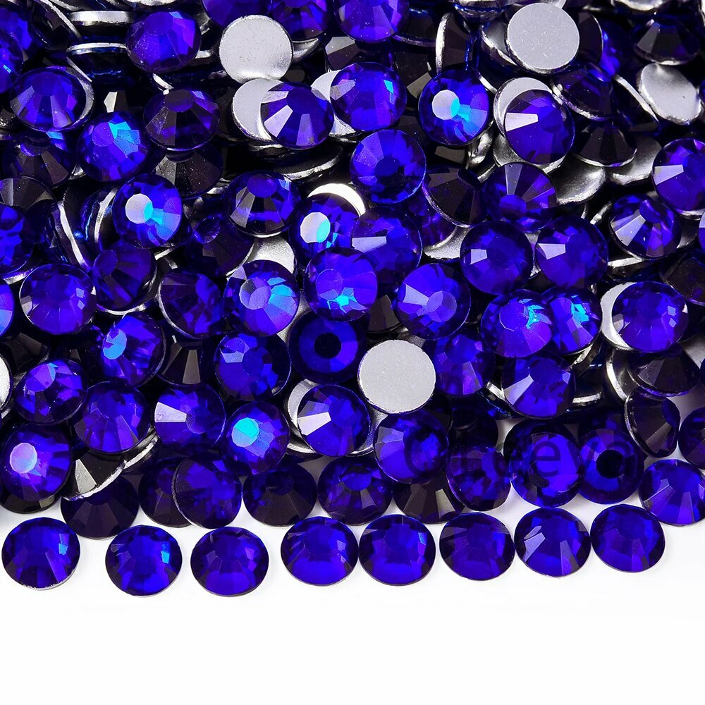 Стразы OLeeya фиолетовые стеклянные без горячей фиксации SS3-SS30 Темно-синий, SS12-1440pcs, Cobalt