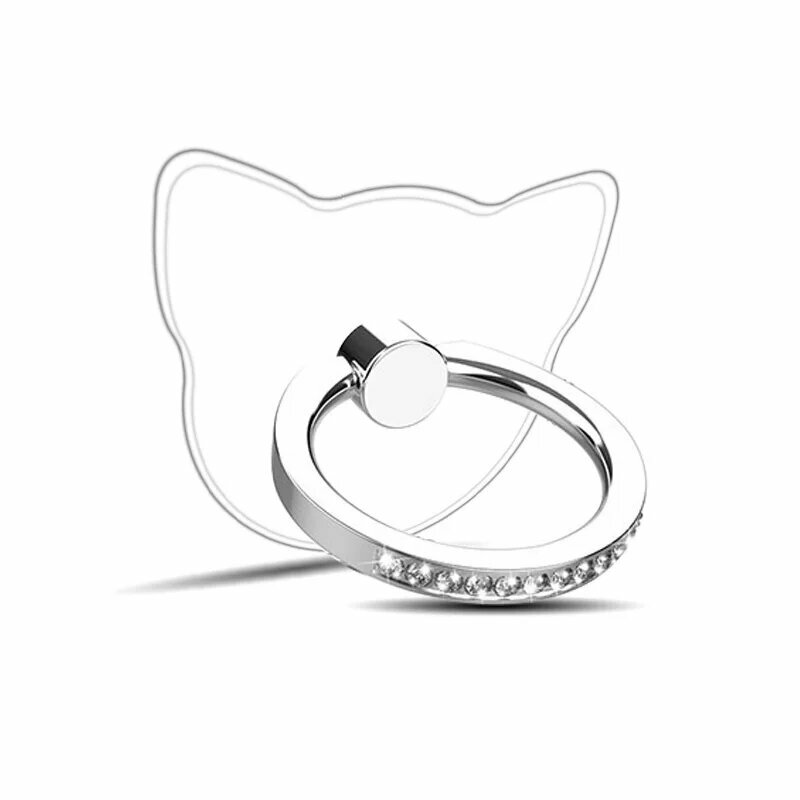 Прозрачный держатель в виде кольца на палец, кольцо со стразами, подставка для телефона, cat