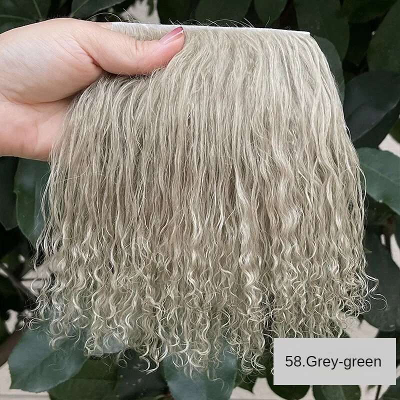 Парик для кукол BJD из овечьей шерсти Серый, 58. Grey-green