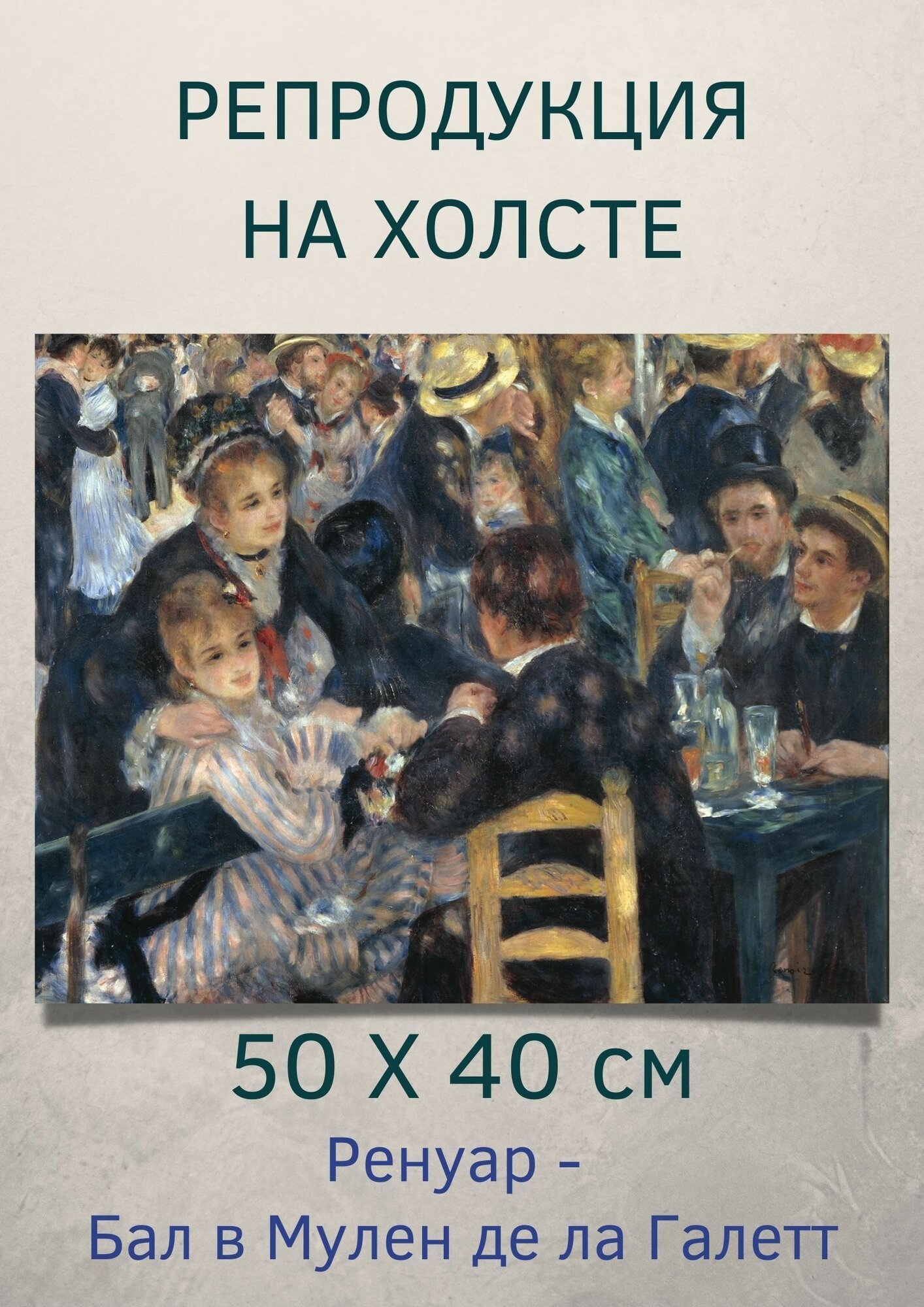 Репродукция Пьер Огюст Ренуар - Бал в Мулен де ла Галетт / интерьерная на стену