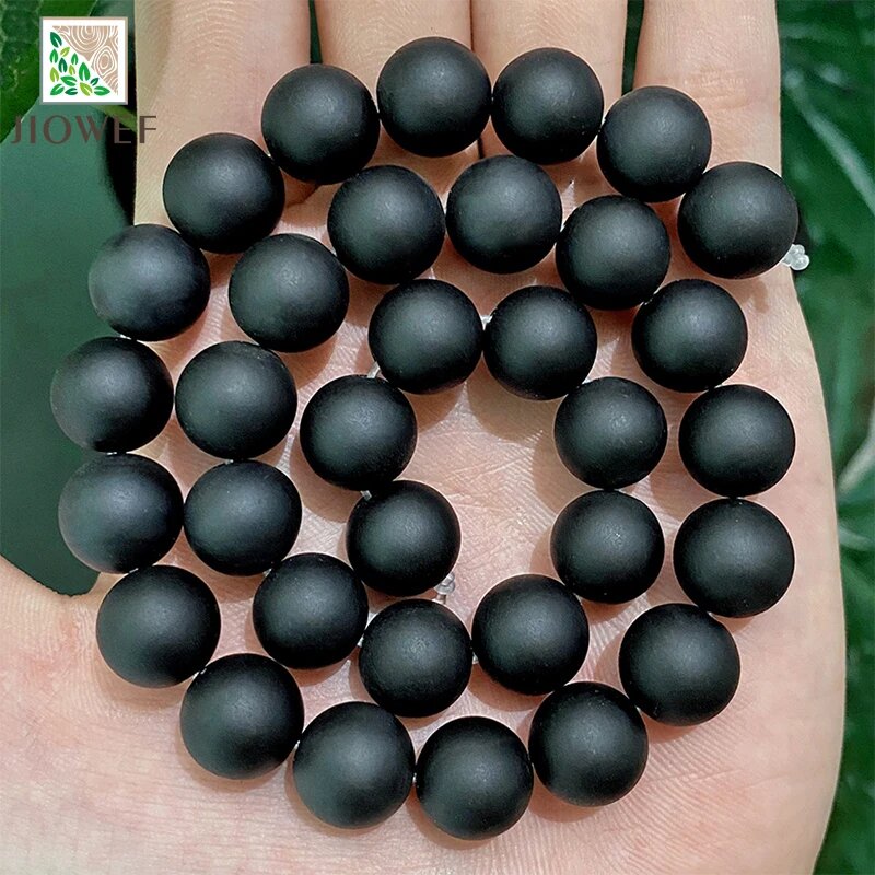 Матовые черные бусины JIOWEF 4-14 мм 8mm-about 46pcs