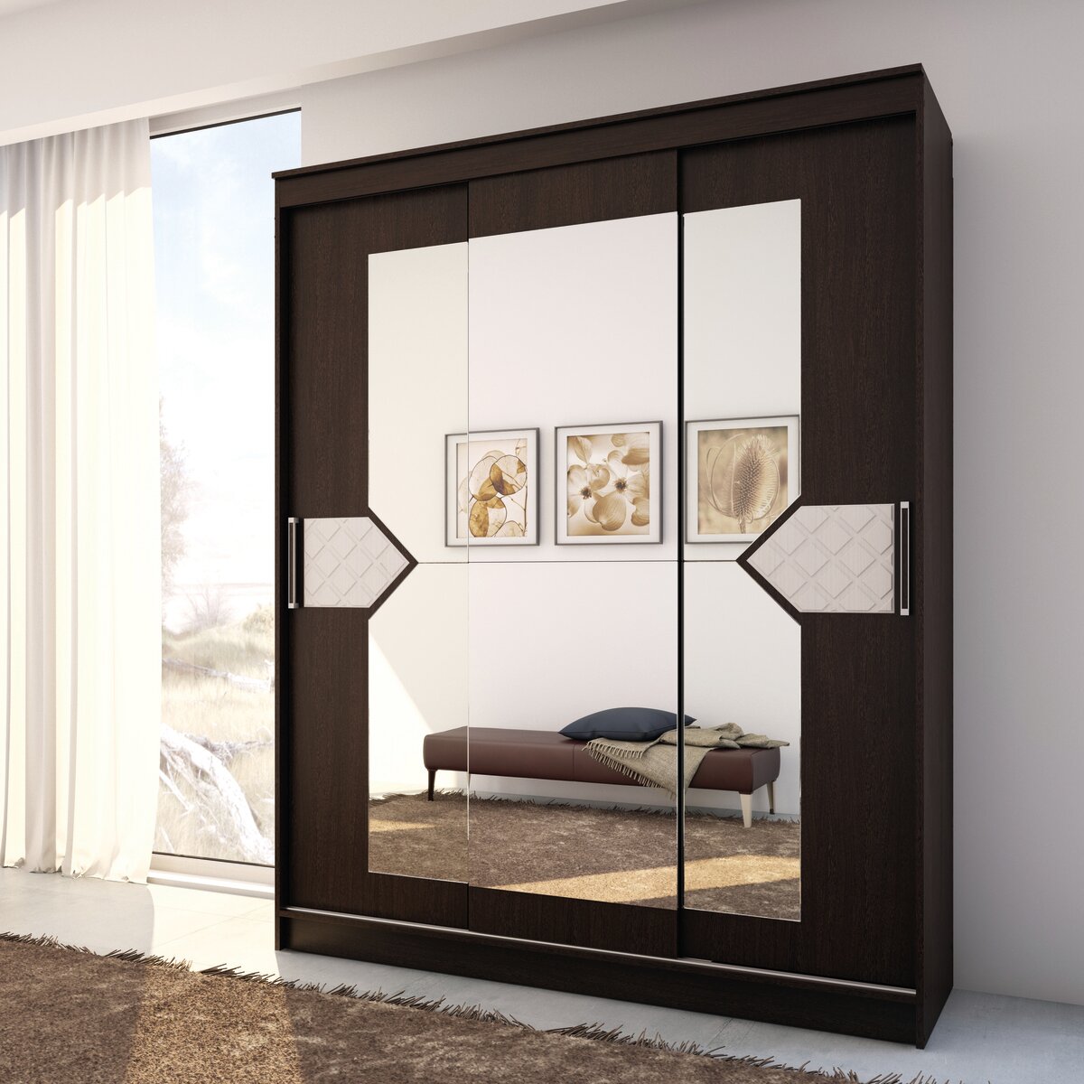 Шкаф-купе Николь 3 Венге/Лиственница светлая, ш170*в200*г59см