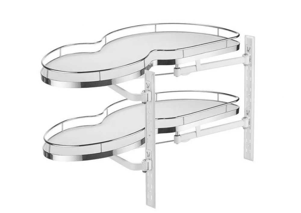 Механизм выкатной для кухни с доводчиком KN-8-RCO, в модуль 800 мм, белый, правый (круглый прут, хром)