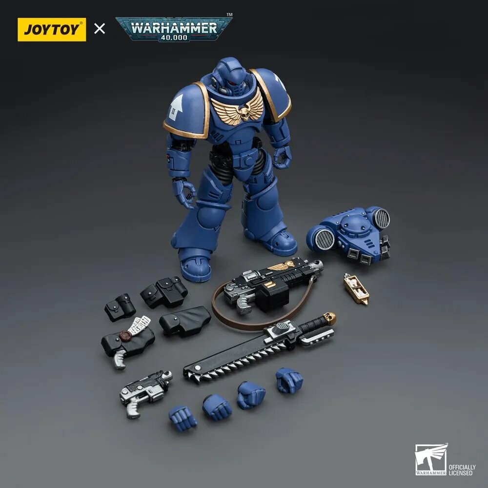 Подвижная фигурка JOYTOY Warhammer 40000 1:18 Ultramarines Intercessors Подарочная модель