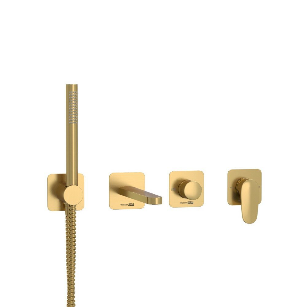 Встраиваемая душевая система для ванны и душа WasserKRAFT Havel (A3651.282.284.285.194.286) без верхнего душа, золотая