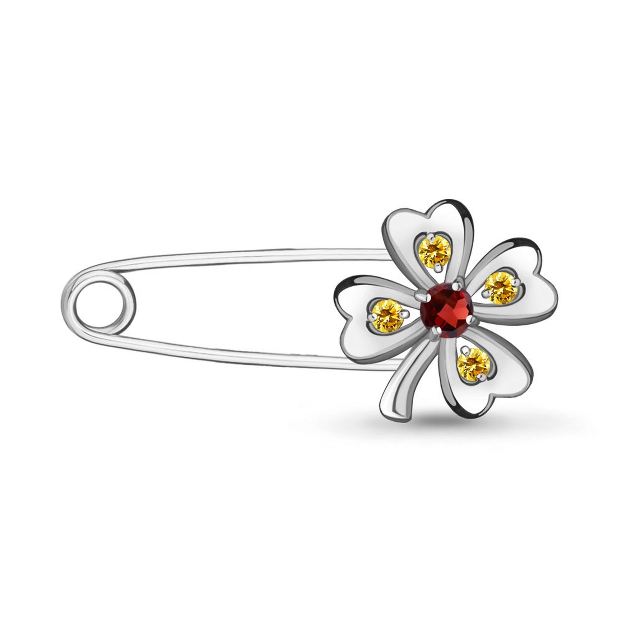 Брошь, серебро, 925 проба, родирование