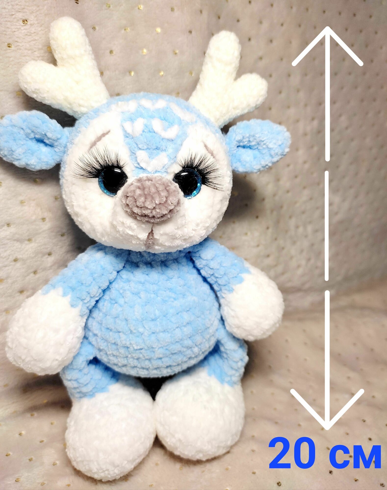 Игрушка вязаная "Олененок", ручная работа, текстиль, холлофайбер