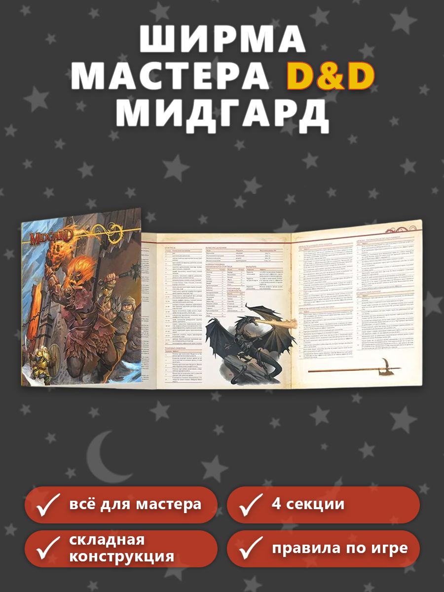 Ширма мастера к игре "Мидгард" (Midgard), ролевая, по DnD 5 (OGL), 22,5 на 28 см
