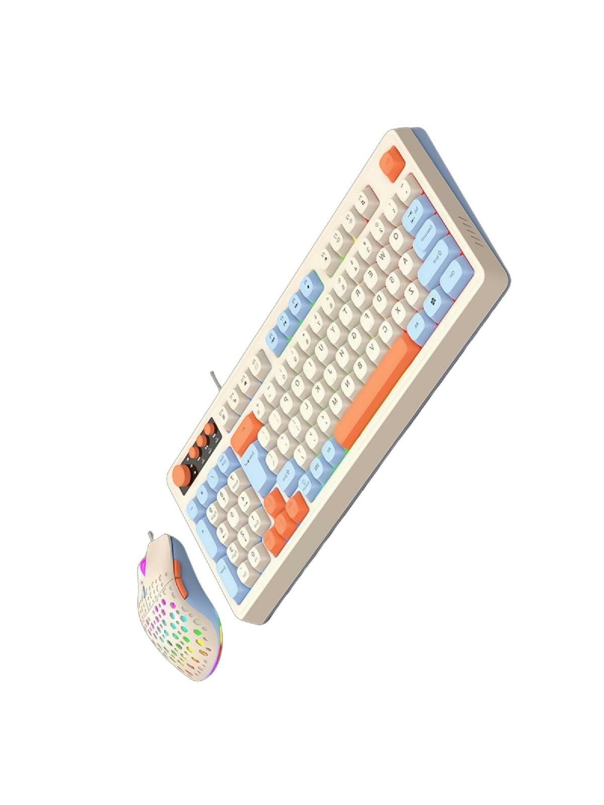 Backlits Gaming Keyboard Mouse , Ergonomic USB Wire Keyboard USB Cable for PC Computer Wire Connection Keyboard