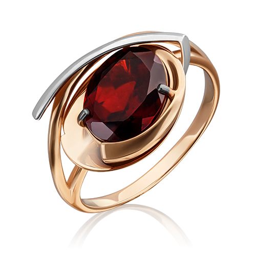 Кольцо, красное золото, 585 проба, гранат