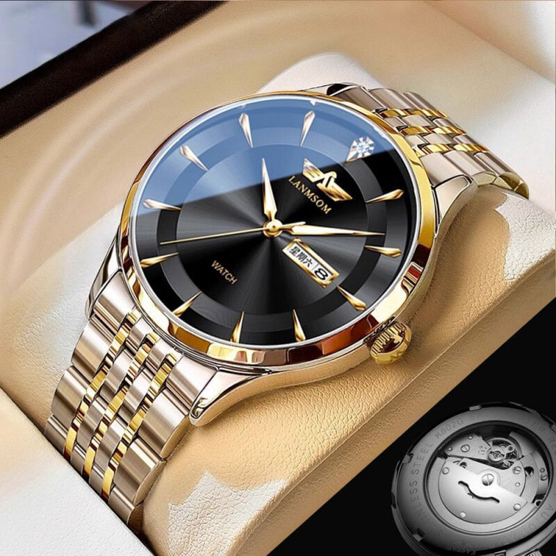 Неинтеллектуальные механические часышвейцарские автоматические чисто механические мужские часы светящиеся водонепроницаемый классический двойной календарь турбийон полый стальной пояс часы