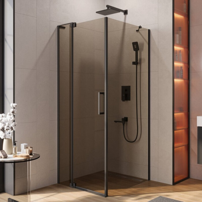 Душевой уголок Cezares Slider AH 1 90-70/80 BR Nero профиль черный, стекло бронза