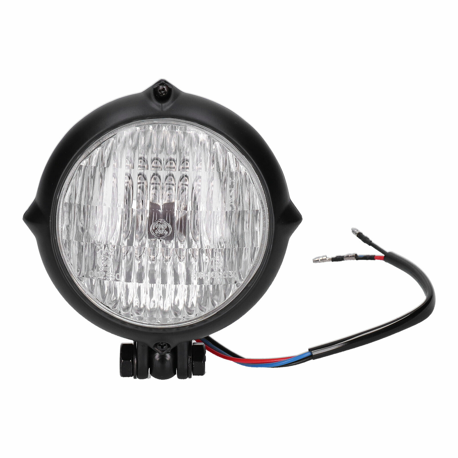 4-дюймовая 12-вольтовая фара для мотоцикла с круглым прозрачным стеклом, черным корпусом и болтом M10, универсальная для ретро-мотоциклов