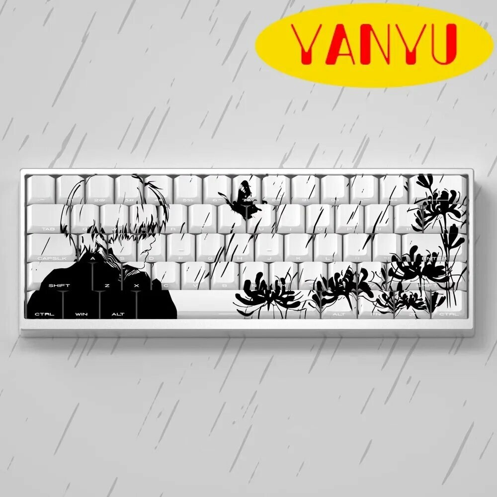 Кейкапы с Кеном Канэки, Tokyo Ghoul, оригинальная высота, гравировка по бокам, подсветка