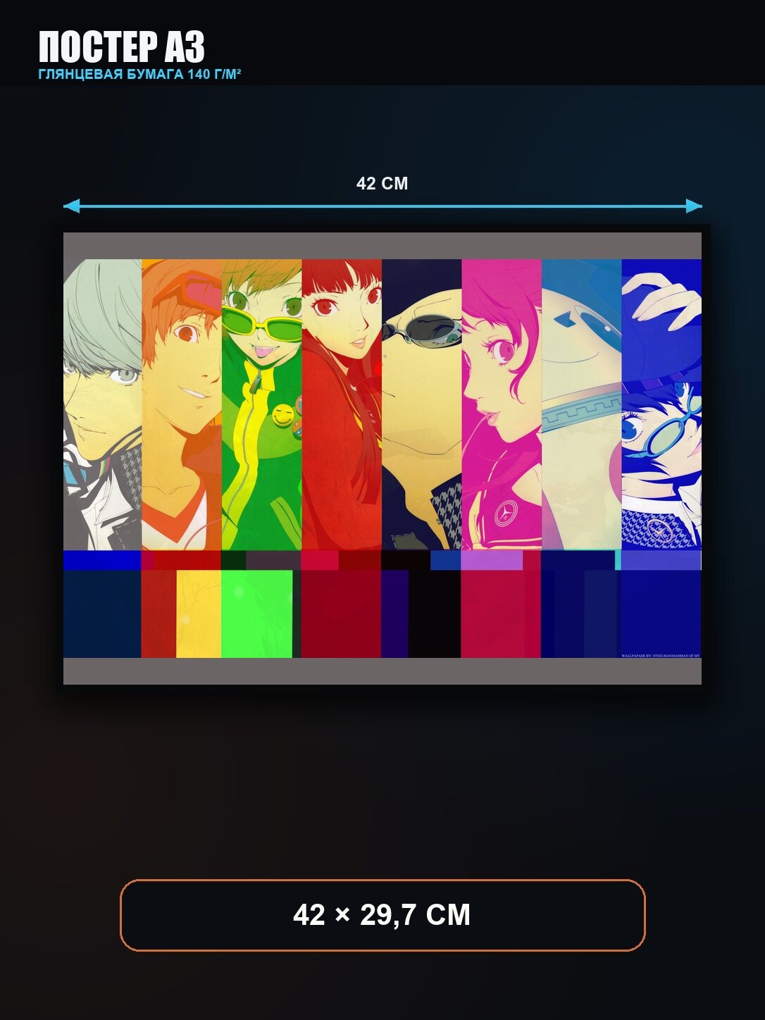 Плакат Persona Герои — атмосферный мир игры A3 для интерьера