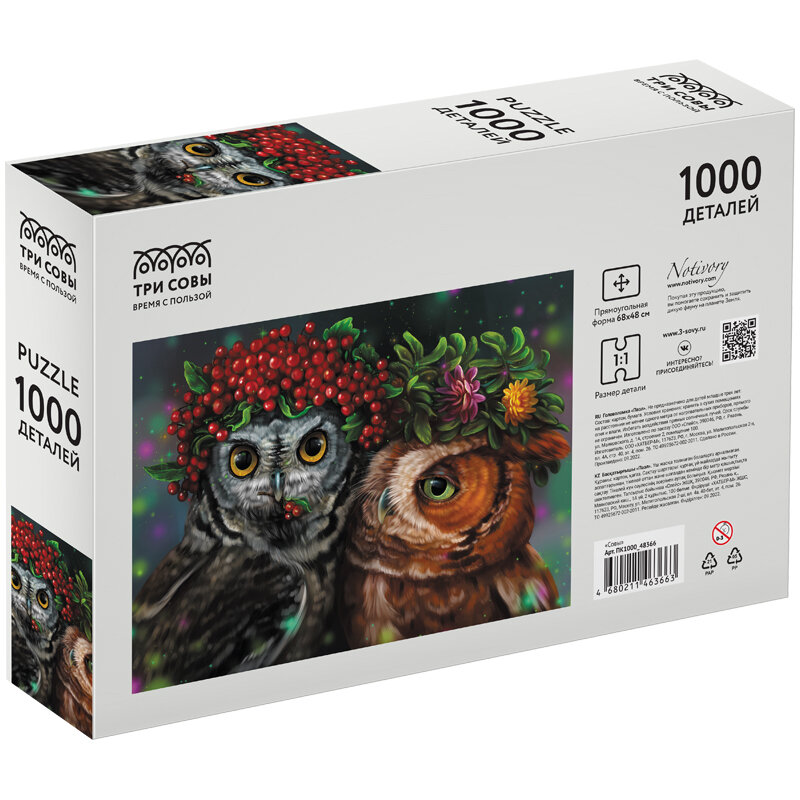 Пазл 1000 эл. ТРИ совы "Совы"