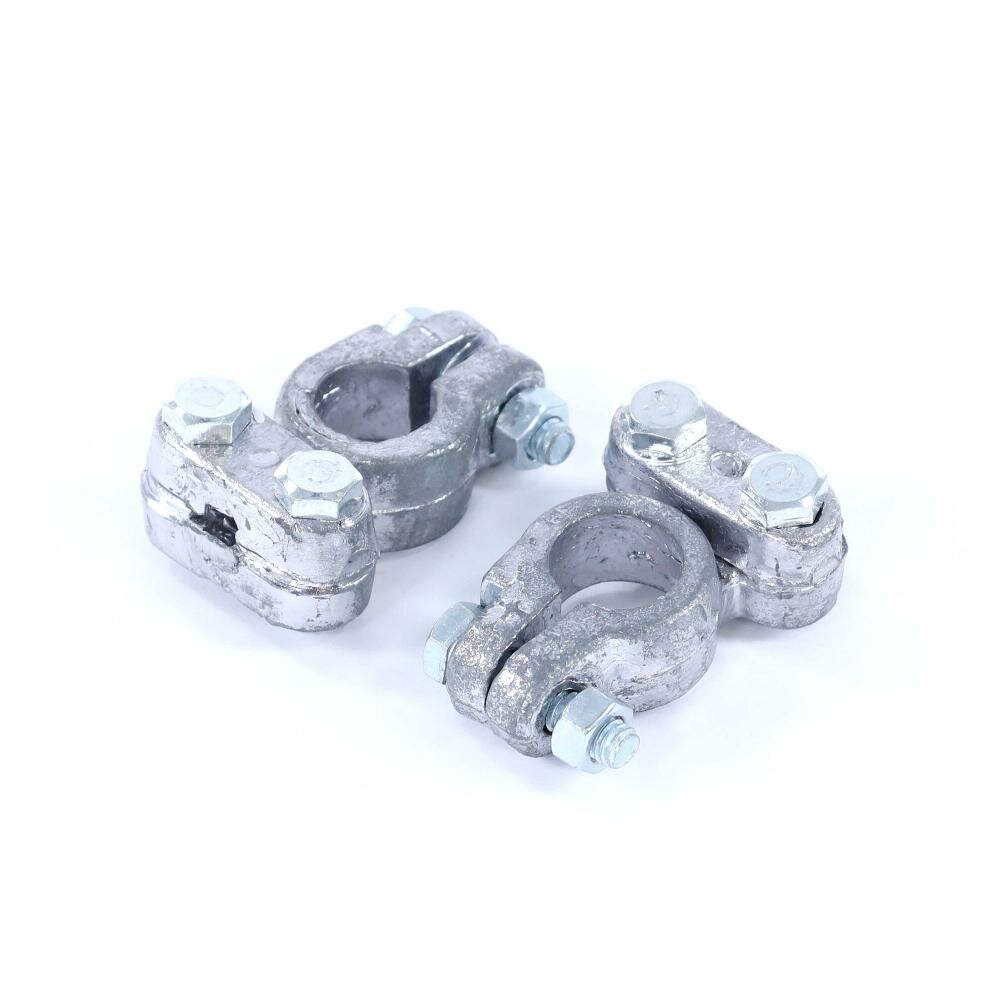 Клемма АКБ с зажимом (болт под ключ) (свинец) "Заводила" (к-т 2 шт.) (в пакете)