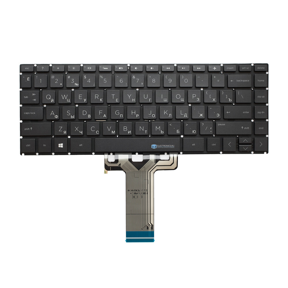 Клавиатура с подсветкой для ноутбука HP 14-bs000ur / 14-bs028ur / 14-bp013ur / 14-bp006ur / 14-bp101ur / 14-bp014ur / 14-bp007ur / 14-bw000ur / 14-bp102ur / 14-bs026ur / Pavilion x360 14-ba047ur - черная