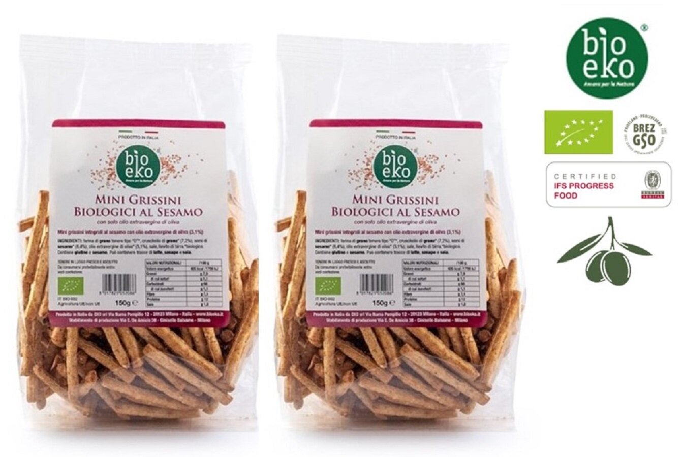 Гриссини мини с кунжутом био Италия 2х150г