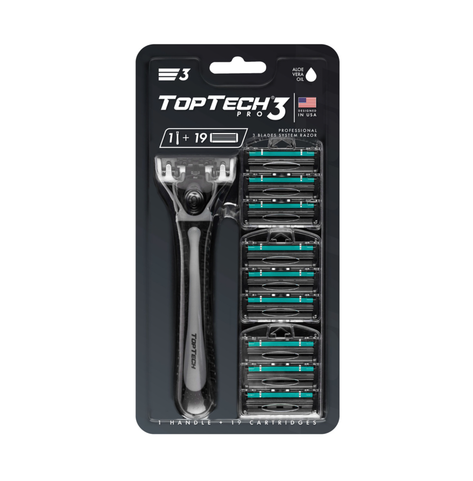 Топ Теч Про 3 / Top Tech Pro 3 - Станок для бритья мужской + сменные кассеты 19 шт