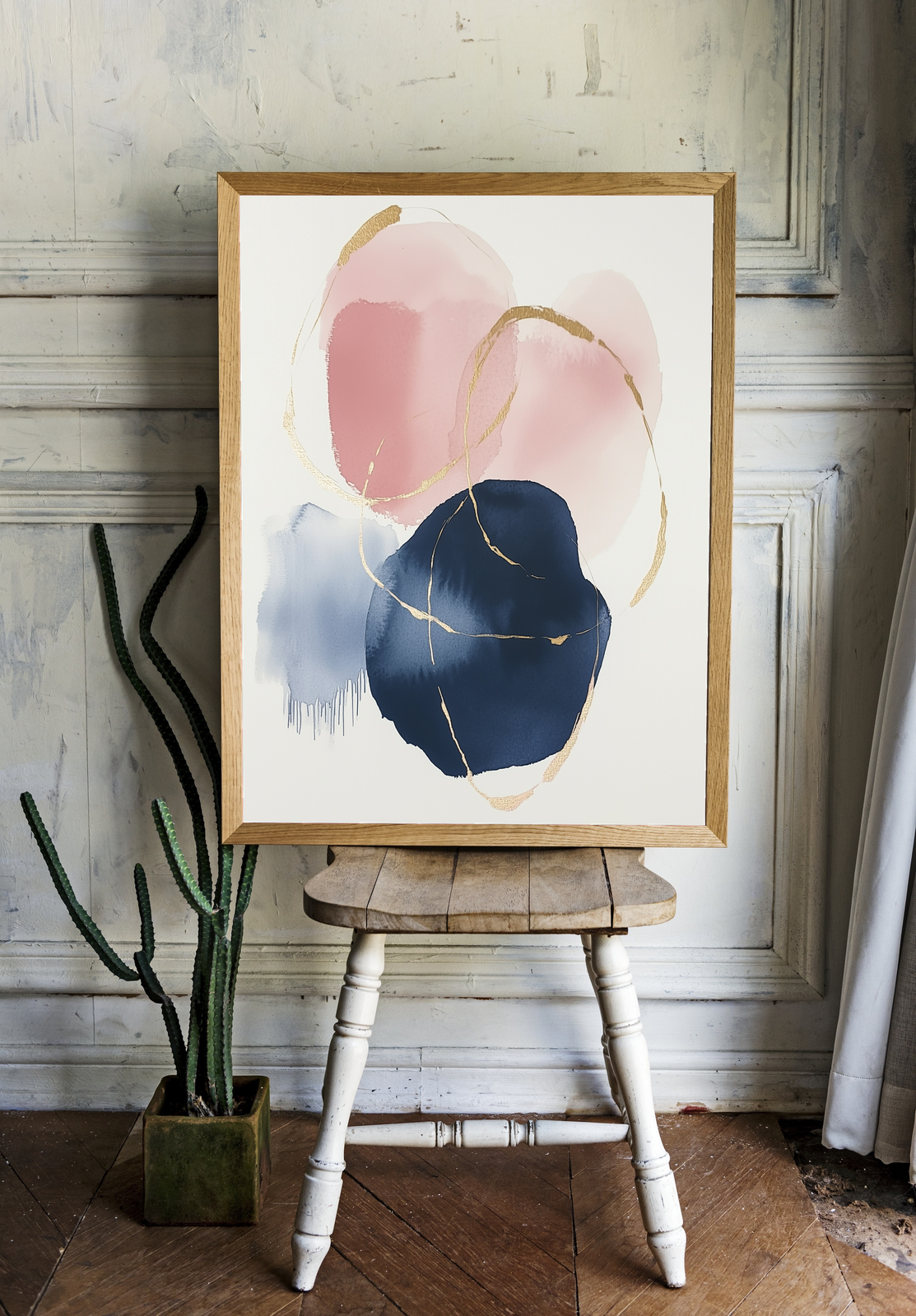 Постер "Золотые потоки абстракции" 40x50 см в подарочном тубусе