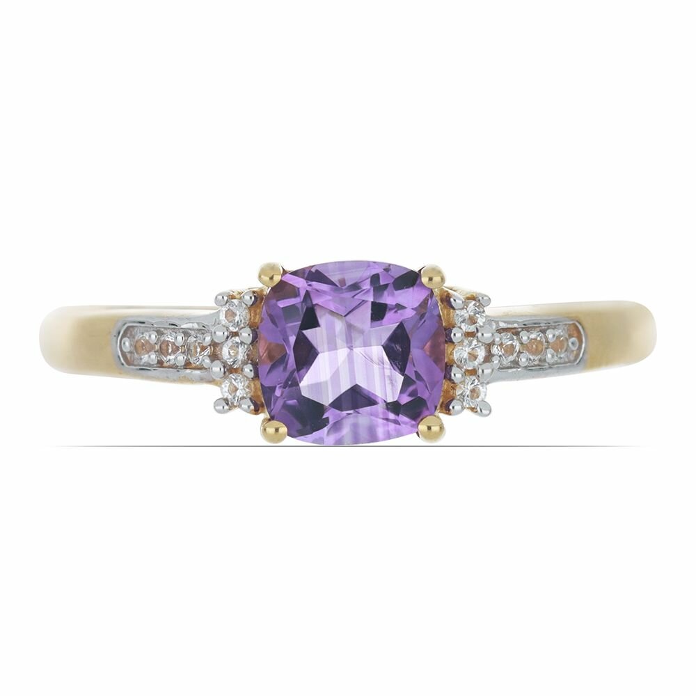 Кольцо тонкое, серебро, 925 проба, топаз, аметист