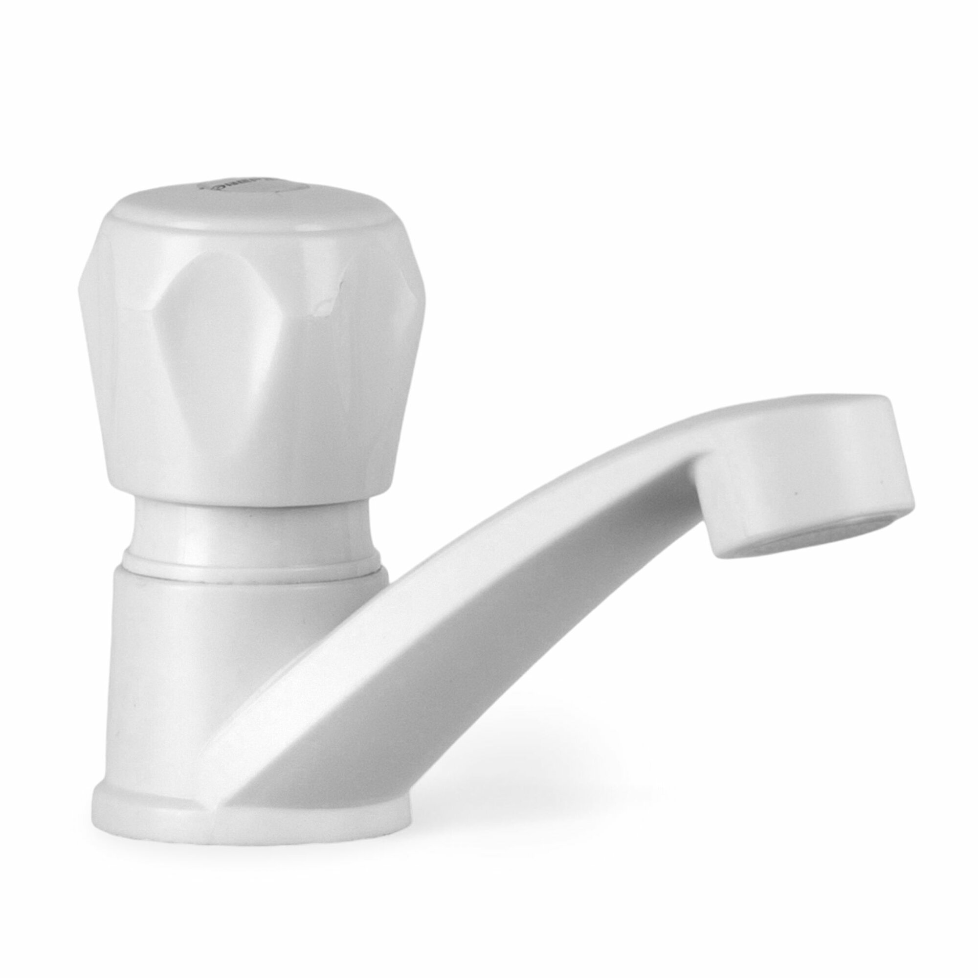 Кран водоразборный для холодной воды с вентильной ручкой и литым изливом 10 см, белый