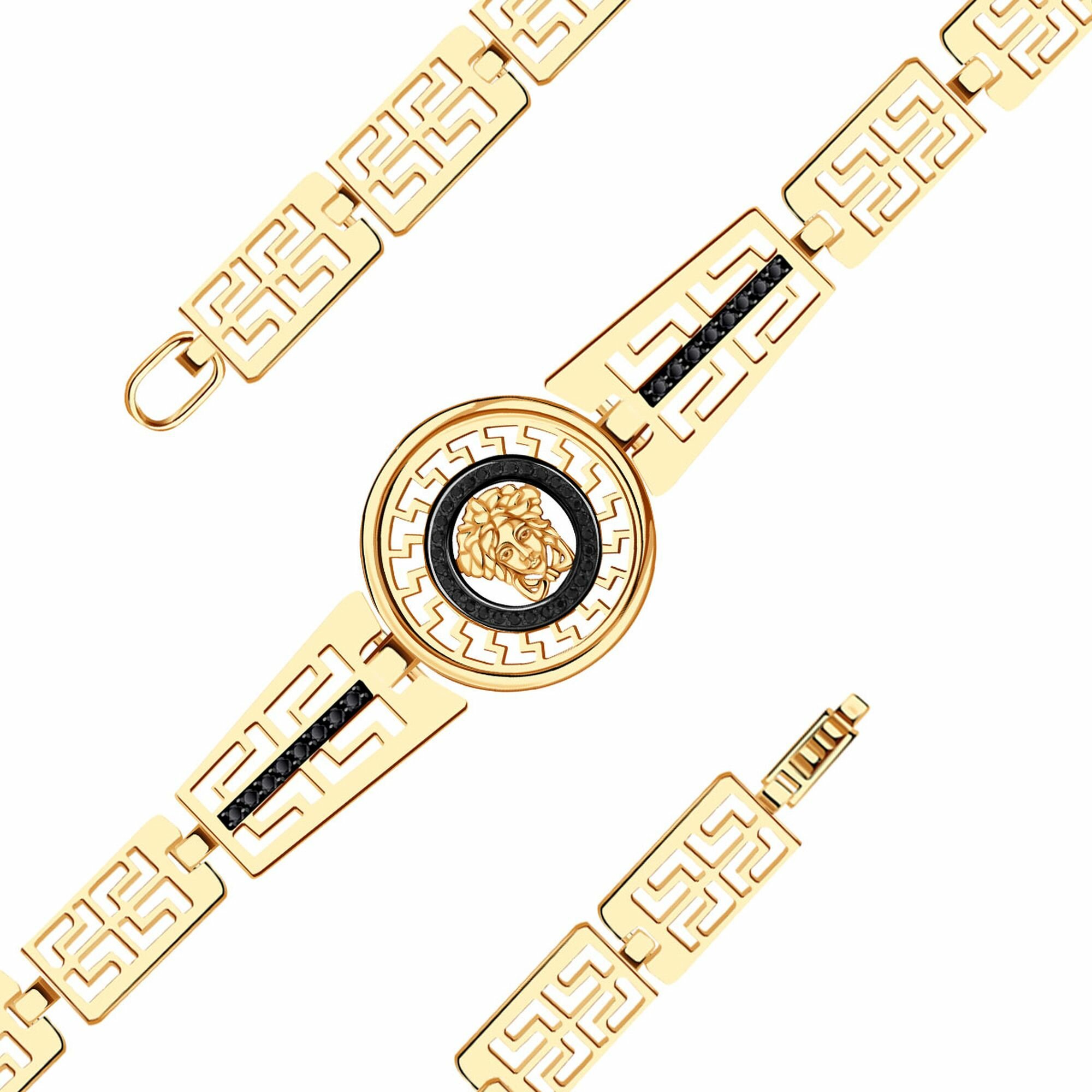 Браслет, красное золото, 585 проба, фианит