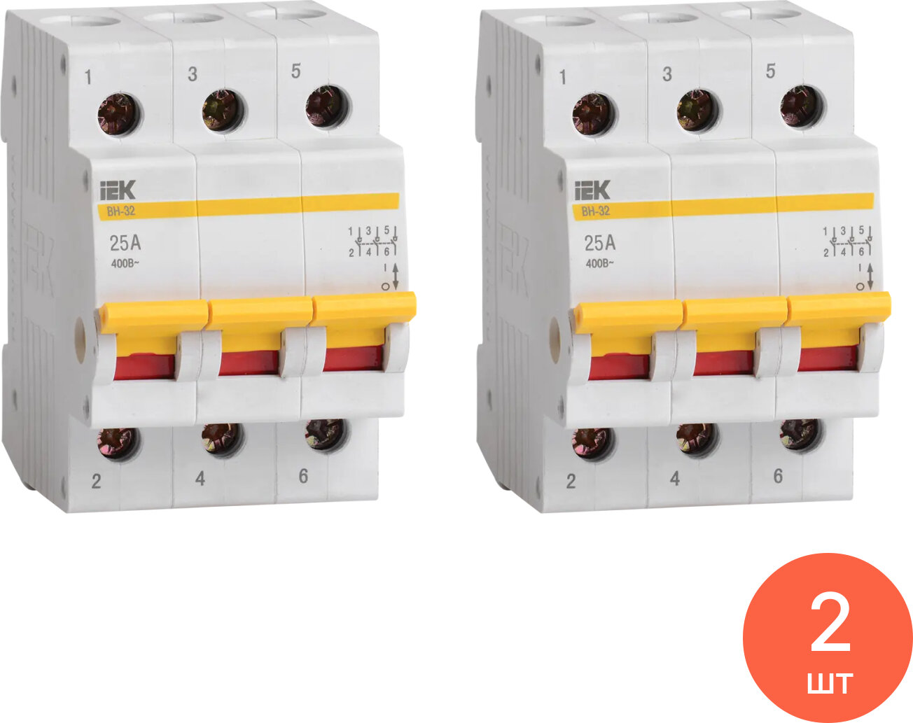 Выключатель нагрузки IEK / ИЭК ВН-32 3P 25A, MNV10-3-025 / рубильник (комплект из 2 шт)