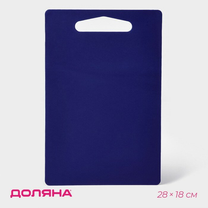 Доска разделочная Доляна пластиковая "Хозяюшка" прямоугольная, 28х18 см, цвет синий