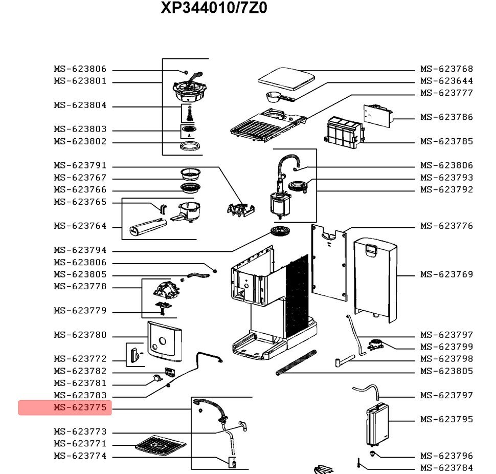 Трубка капучино Krups XP3440 (MS-623775)