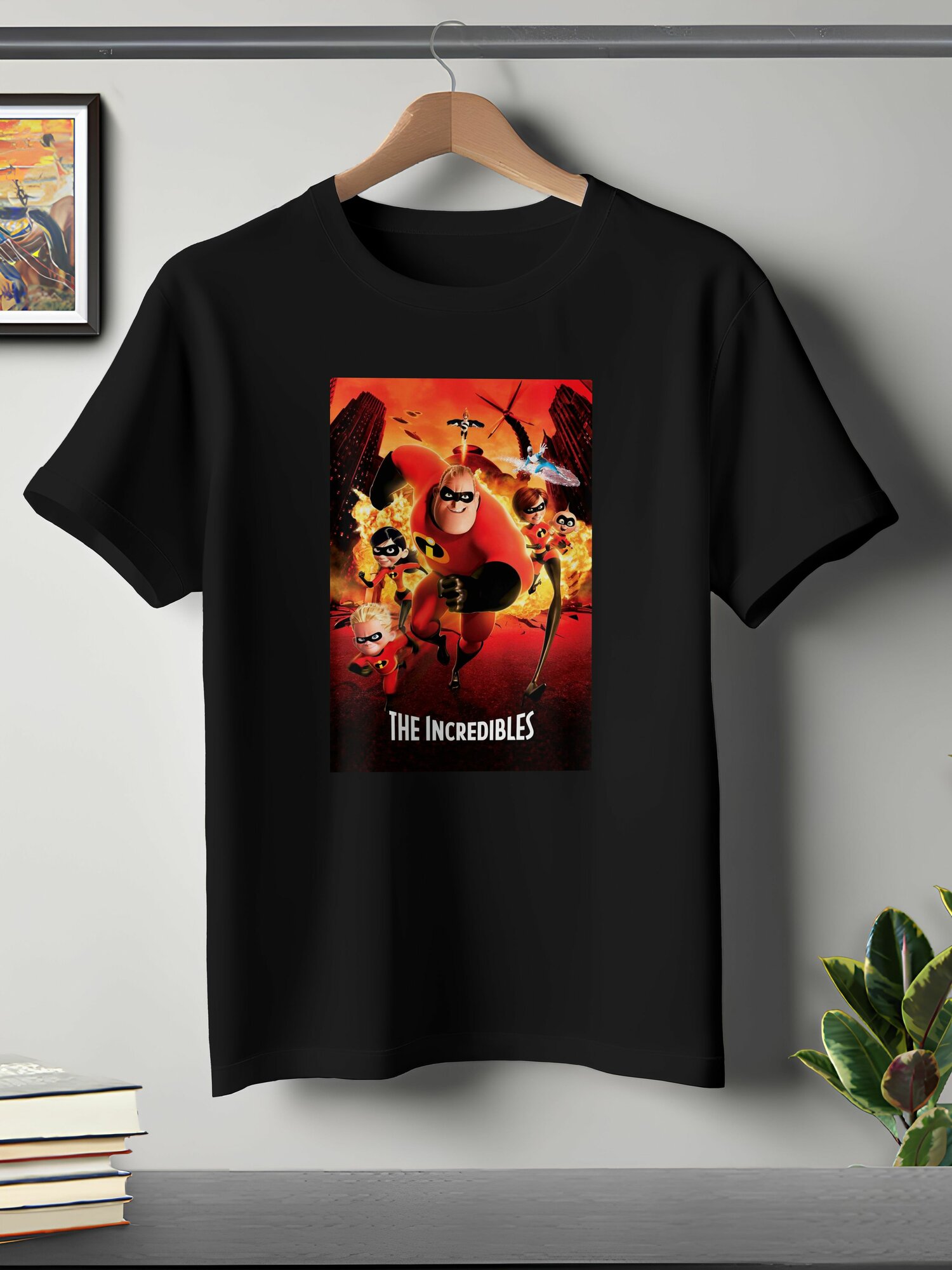 Футболка Детская ONEQ 128 (8-9) размер с принтом Суперсемейка, черная