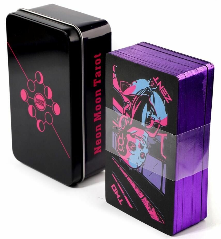 Карты Таро белого Божества в жестяной коробке Neon Moon Tarot