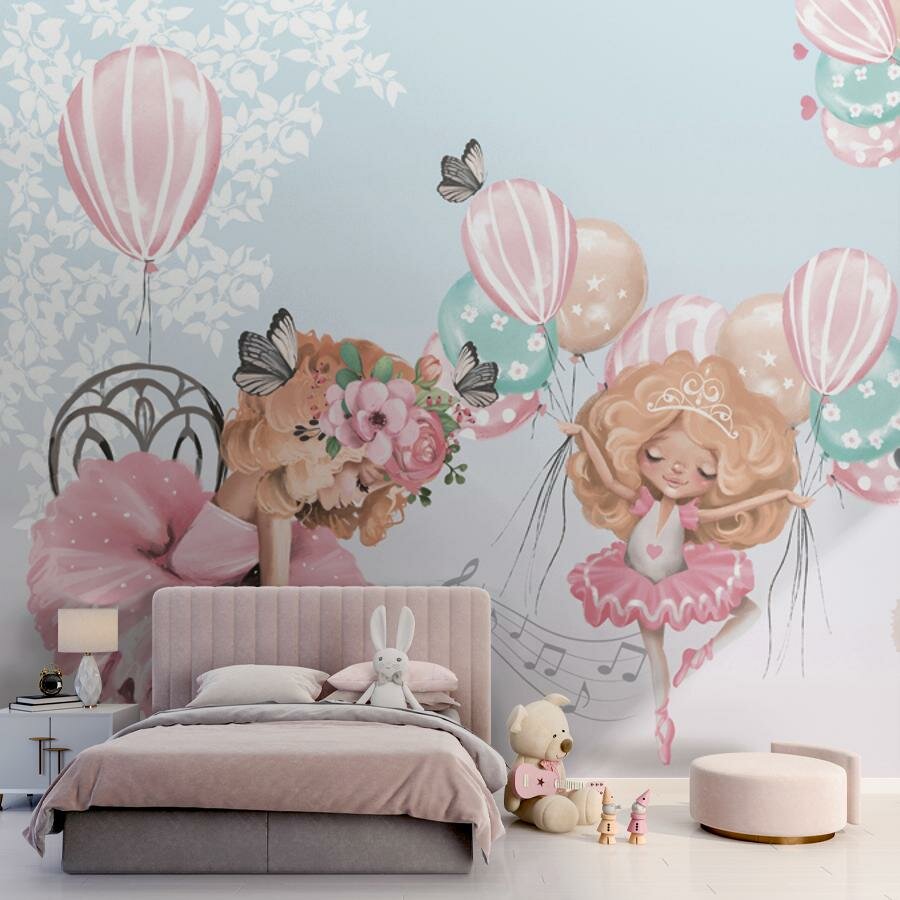 Фотообои Маленькие балерины 14-433-XL-Флок 270 x 500 см (ВхШ) Бесшовные, флизелиновые, влагостойкие обои MasterFresok