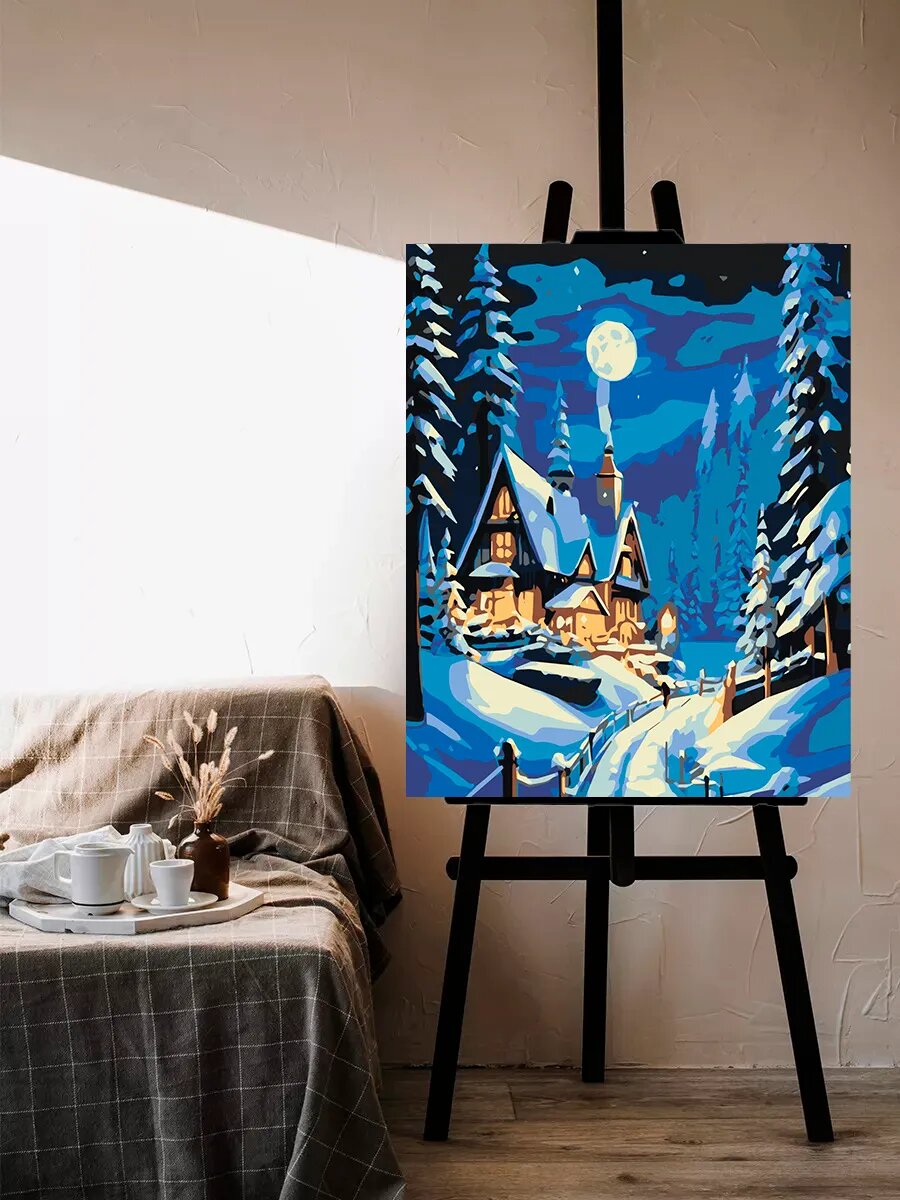 Картина по номерам Зимний Домик в Горах Живопись